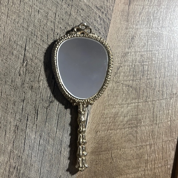 Accessories | Vintage Small Gold Tone Hand Mirror With Padded Back ...